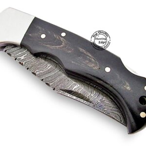 Hunting Edge Buffalo Horn 6.5'' 100% Handmade Damascus Steel Folding Pocket Knife 100% Prime Quality