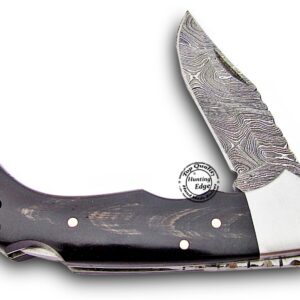 Hunting Edge Buffalo Horn 6.5'' 100% Handmade Damascus Steel Folding Pocket Knife 100% Prime Quality