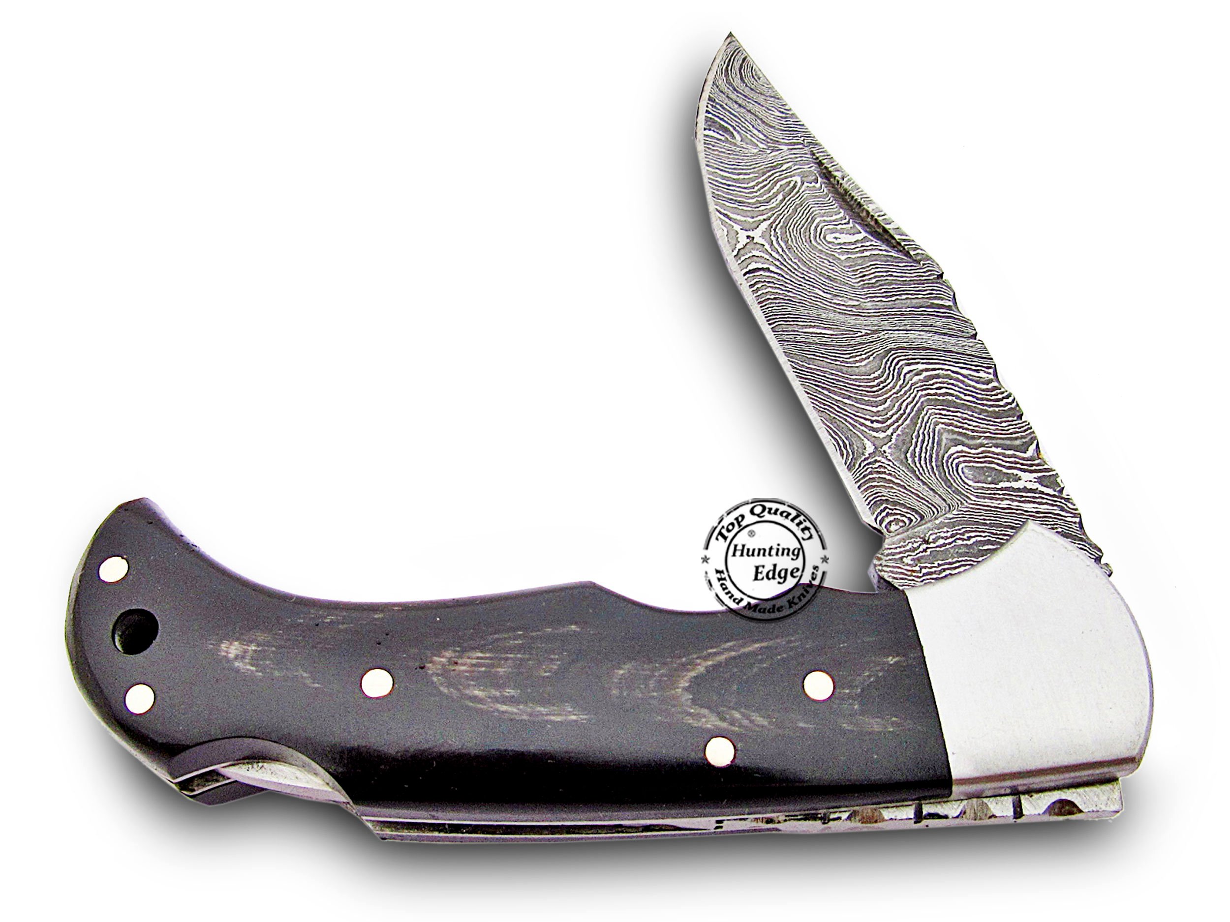 Hunting Edge Buffalo Horn 6.5'' 100% Handmade Damascus Steel Folding Pocket Knife 100% Prime Quality