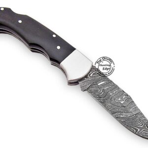 Hunting Edge Buffalo Horn 6.5'' 100% Handmade Damascus Steel Folding Pocket Knife 100% Prime Quality