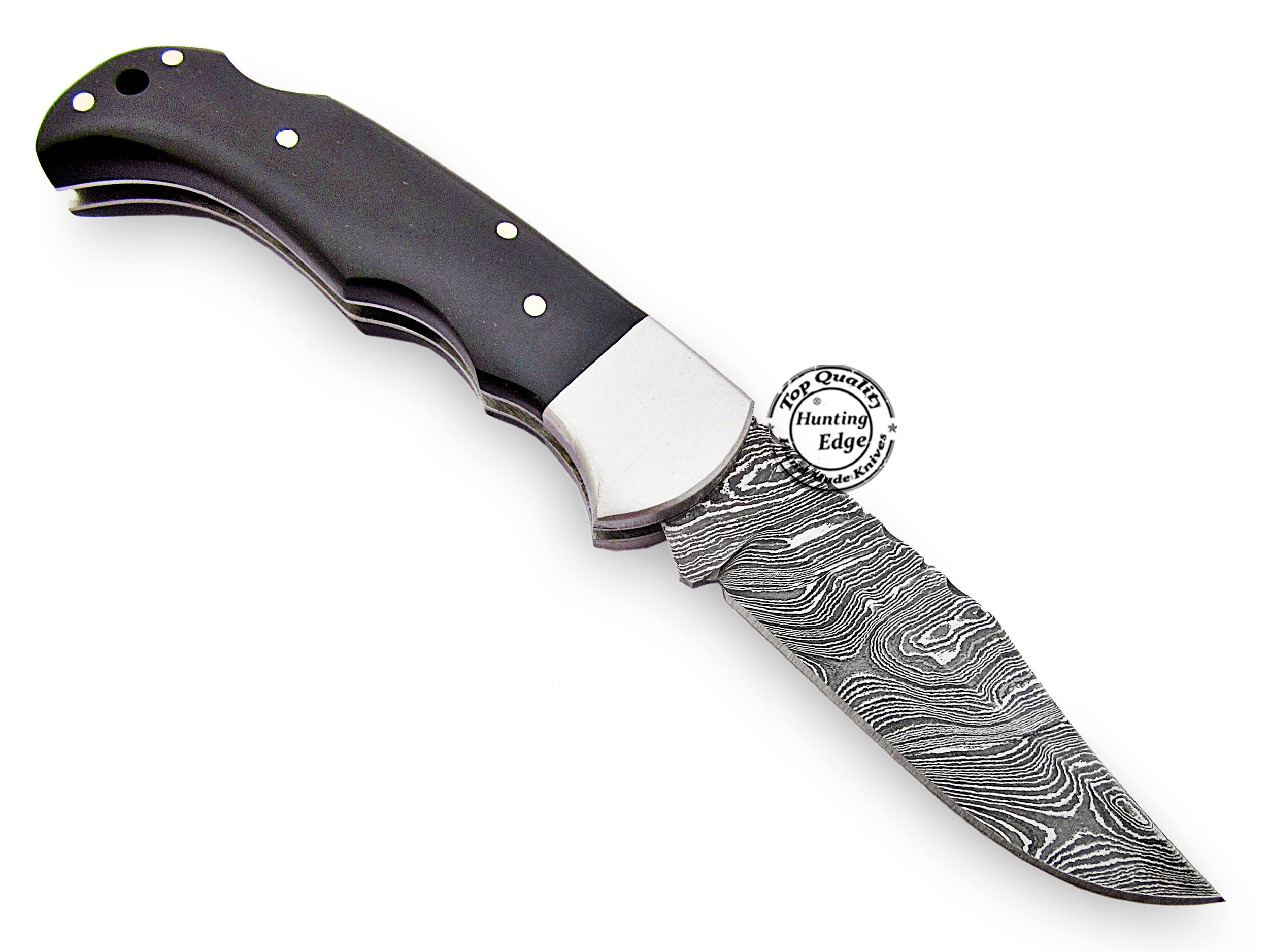 Hunting Edge Buffalo Horn 6.5'' 100% Handmade Damascus Steel Folding Pocket Knife 100% Prime Quality