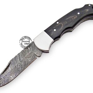 Hunting Edge Buffalo Horn 6.5'' 100% Handmade Damascus Steel Folding Pocket Knife 100% Prime Quality