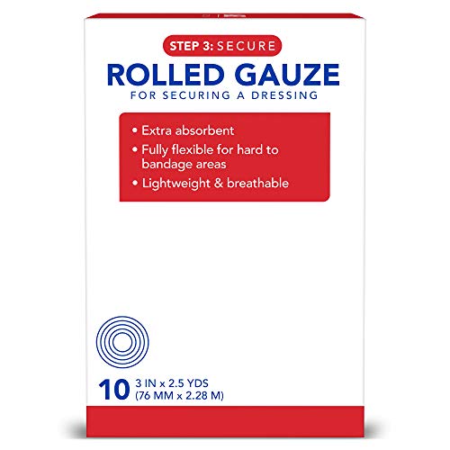 All Health Rolled Gauze Pads 3 X 2.5 Yds for Cleaning or Covering Wounds, White, 10 Count