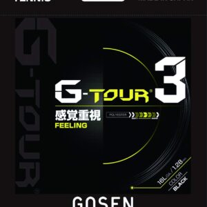 GOSEN G-Tour 3, 16L Black 40' Good Feeling at Impact, Polyester Tennis String