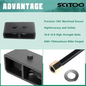 SCITOO 1.5 inch Leveling Lift Block Kits with Extra Long Square Leaf Spring Axle U Bolts 2004-2018 for Ford for F-150 2WD/4WD