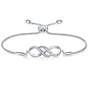 ninamaid women silver infinity endless love symbol charm bracelet jewelry gifts with sparking crystal bangle bracelets for friendship/sister/mother/daughter