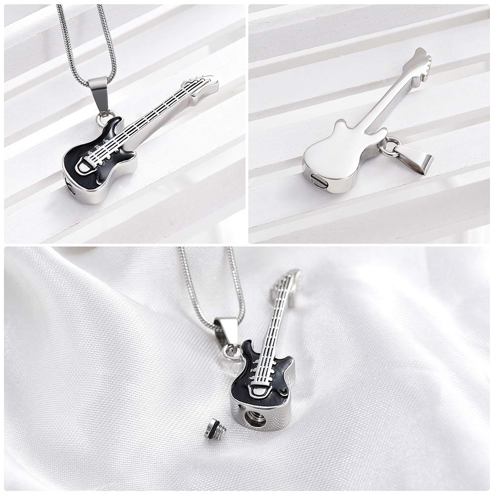 memorial jewelry Musical Instrument Cremation Necklace for Women&Men Guitar Urn Necklace for Ashes