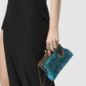 BABEYOND 1920s Flapper Peacock Clutch Gatsby Sequined Handbag Roaring 20s Evening Clutch Beaded Bag 1920s Gatsby Costume Accessories (Style 2)