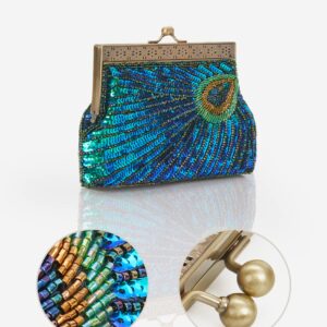 BABEYOND 1920s Flapper Peacock Clutch Gatsby Sequined Handbag Roaring 20s Evening Clutch Beaded Bag 1920s Gatsby Costume Accessories (Style 2)