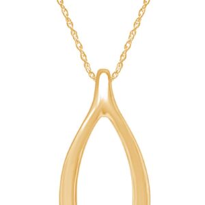 AFFY Wishbone Pendant Necklace in 14K Yellow Gold Over Sterling Silver