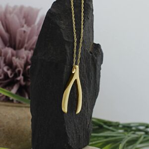 AFFY Wishbone Pendant Necklace in 14K Yellow Gold Over Sterling Silver