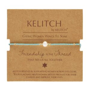 KELITCH Women Friendship Bracelets Miyuki Beads Strand Bracelets Handmade Fashion 3 Pcs Pearl Bracelets Bangles