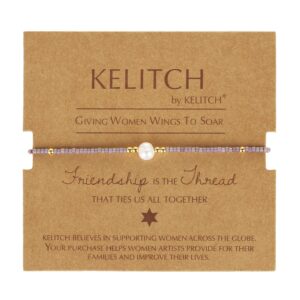 KELITCH Women Friendship Bracelets Miyuki Beads Strand Bracelets Handmade Fashion 3 Pcs Pearl Bracelets Bangles