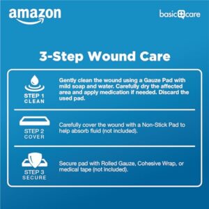 Amazon Basic Care Gauze Pads, 3x3 inches Sterile Medical Wound Dressing Sponges for Cleaning, Covering, & Cushioning Cuts & Minor Injuries, 50 Count (Pack of 1), (Previously All Health)