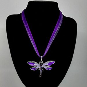 Tvoip Fashion Creative Bohemian Jewelry Ethnic Multi-layer Chain Colorful Enamel Dragonfly Pendant Necklace (Purple)