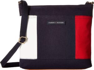 tommy hilfiger womens crossbody for women th flag canvas, navy, one size