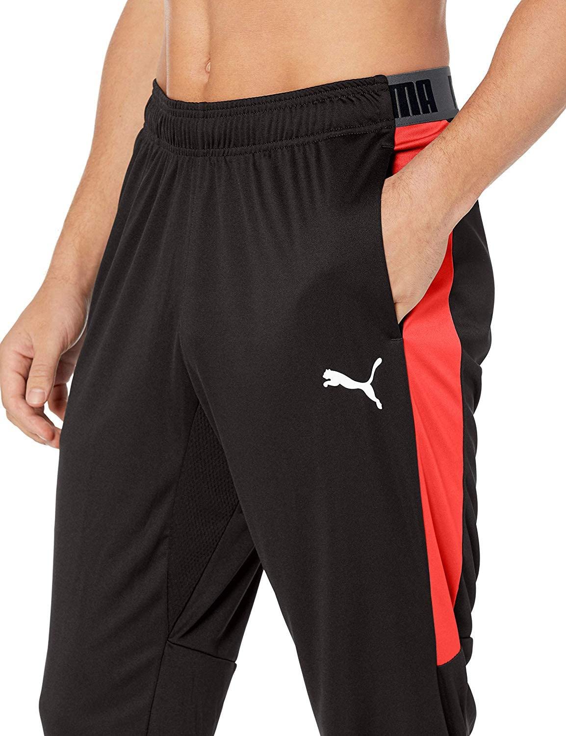 PUMA mens Speed Pants, Black/Red, Large US