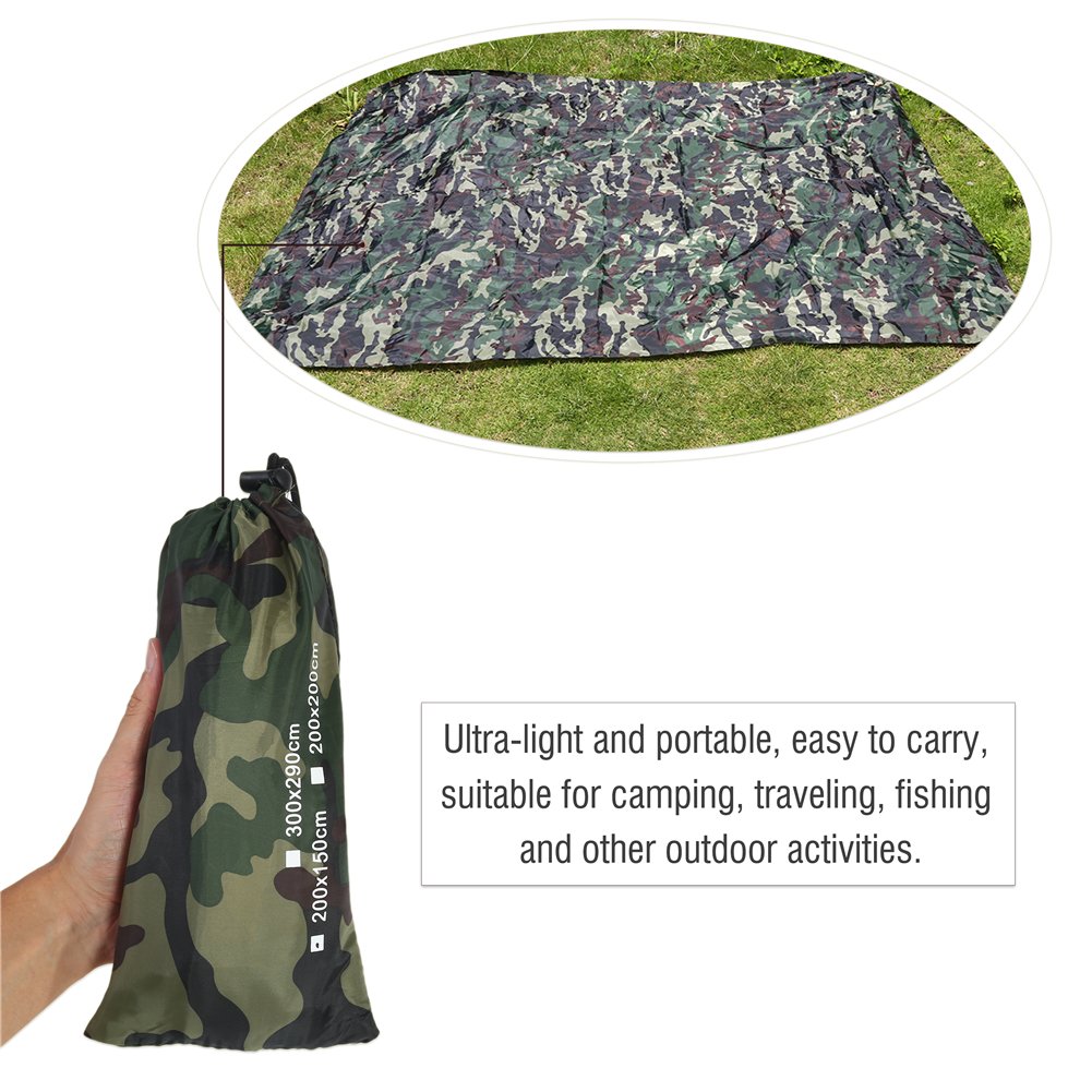 Waterproof Camping Ultralight Tent Tarp Multifunctional Camouflage Footprint Ground Sheet Mat for Ourdoor Picnic Blanket(2 X 1.5M)