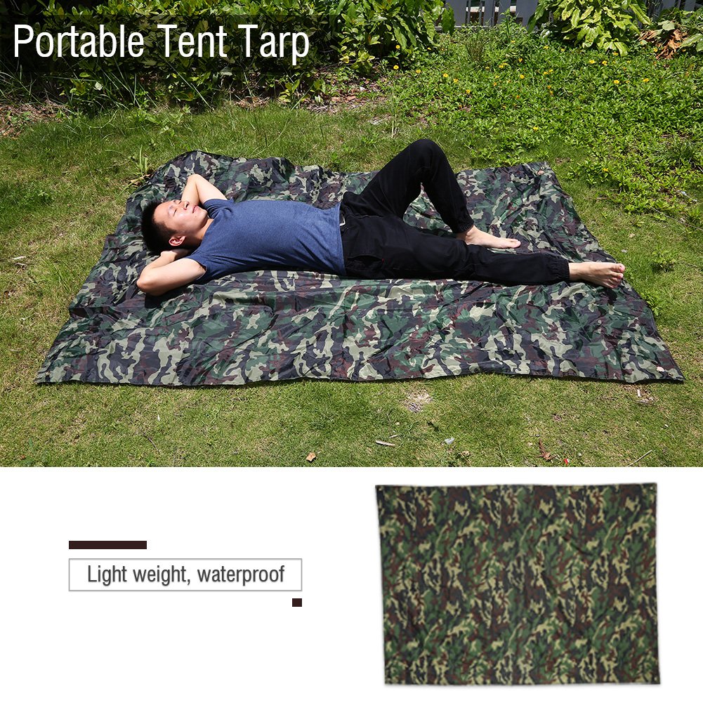 Waterproof Camping Ultralight Tent Tarp Multifunctional Camouflage Footprint Ground Sheet Mat for Ourdoor Picnic Blanket(2 X 1.5M)