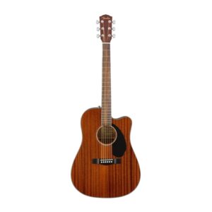 fender cd-60sce all-mahogany dreadnought cutaway acoustic electric guitar, with 2-year warranty, fishman pickup and preamp system, natural