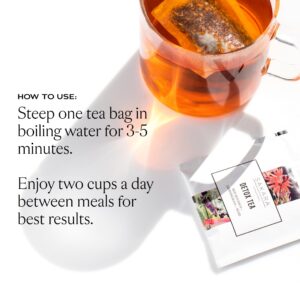 Sakara Detox Tea, 20 Bags - Herbal Tea with Rose Petals, Lemon Peel, Lemongrass, Orange Peel, & Rooibos, Organic Tea Bags for Digestive Health, Caffeine Free Tea, Digestive Tea