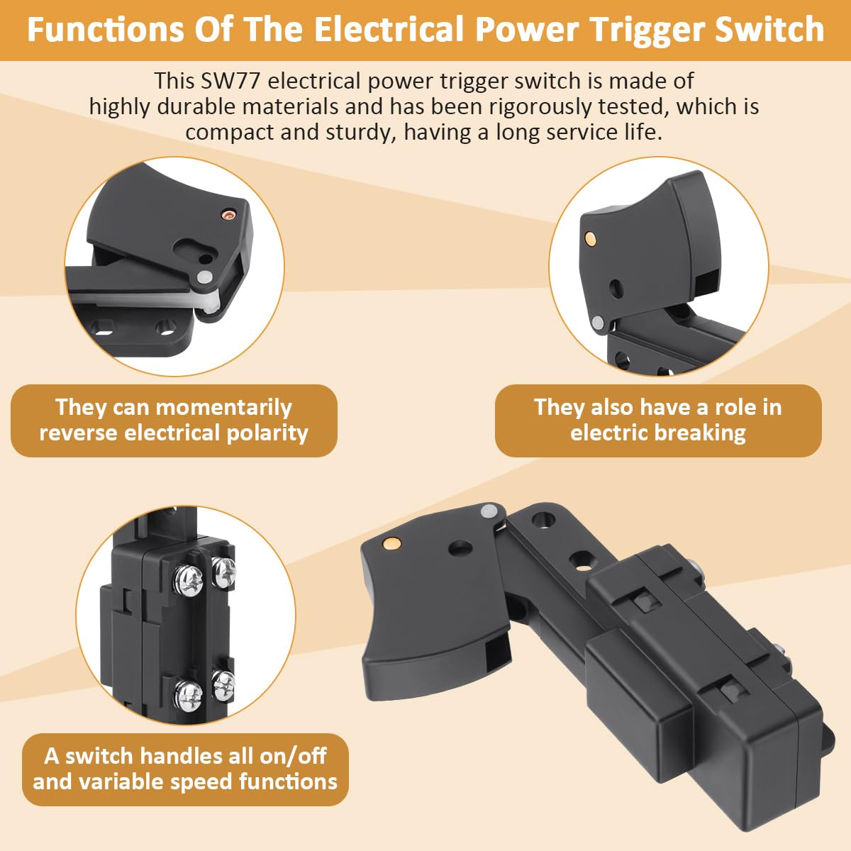 EAGLEGGO SW77 Trigger Switch Replacement Part for Replaces Skil Bosch Circular Saw 2610321608 HD77 or HD77M, Ryobi & Ridgid 760245002 Electric Saw Switch