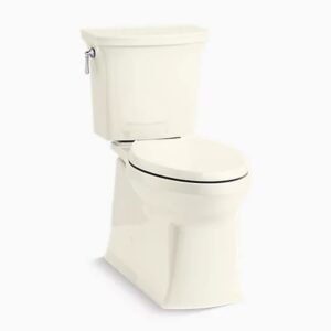 KOHLER 5709-0 Corbelle ContinuousClean XT Two-Piece Elongated Toilet with Skirted Trapway, Left-Hand Trip Lever, 1.28 GPF, White