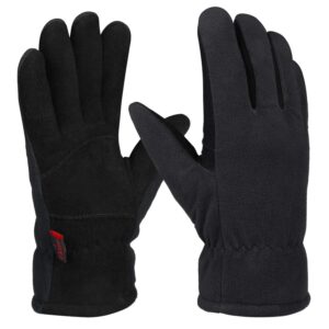 ozero winter gloves for men & women | -30℉ warm thermal running cycling and work gloves for men cold weather | deerskin and polar fleece insulated winter gloves men