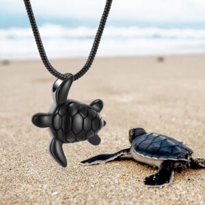 Imrsanl Sea Turtle Cremation Jewelry for Ashes Necklace Keepsake Memorial Urns Pendant Jewellery for Pets/Human (Black)