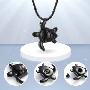 Imrsanl Sea Turtle Cremation Jewelry for Ashes Necklace Keepsake Memorial Urns Pendant Jewellery for Pets/Human (Black)