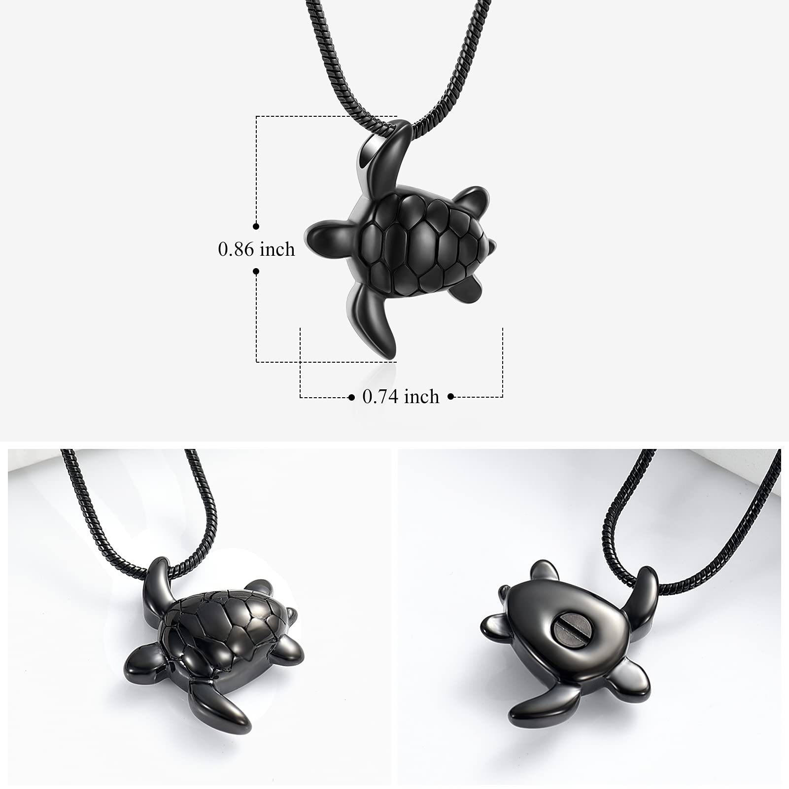 Imrsanl Sea Turtle Cremation Jewelry for Ashes Necklace Keepsake Memorial Urns Pendant Jewellery for Pets/Human (Black)