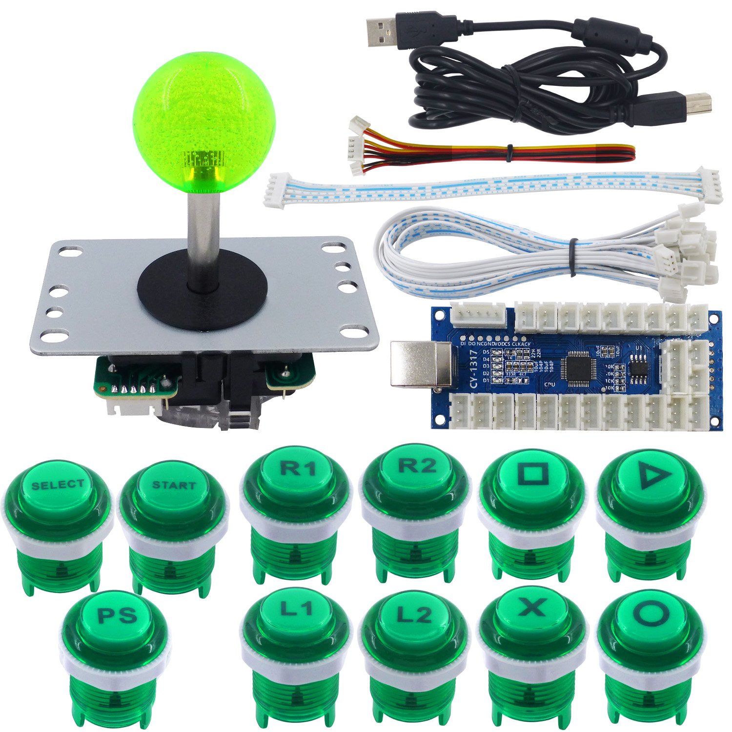 SJ@JX Arcade Game LED DIY Kit Arcade Joystick Zero Delay PS3 USB Encoder PS5 Controller Arcade LED Button Mechanical Keyboard Switch