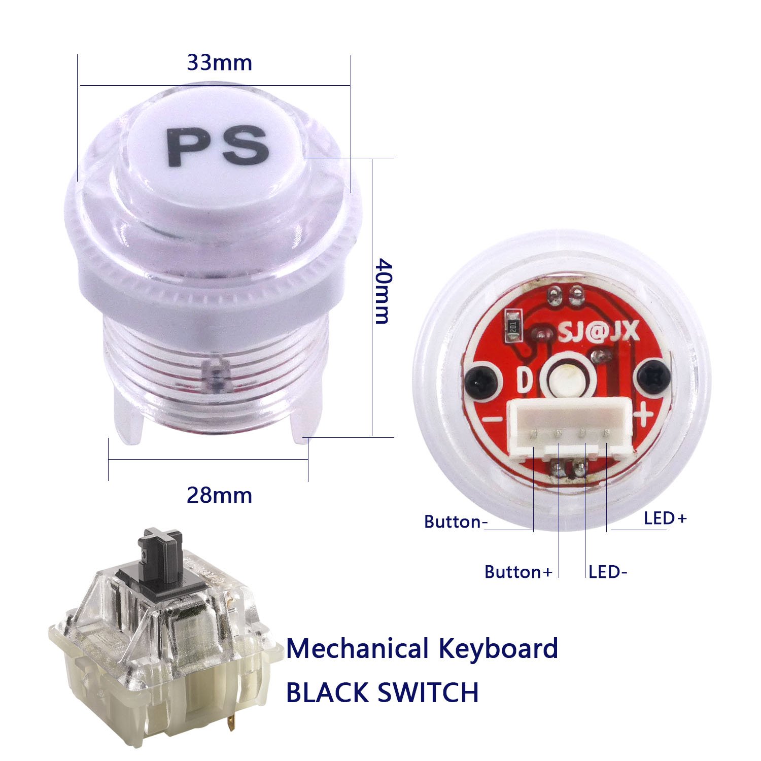 SJ@JX Arcade Game LED DIY Kit Arcade Joystick Zero Delay PS3 USB Encoder PS5 Controller Arcade LED Button Mechanical Keyboard Switch