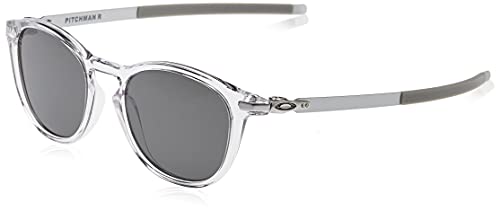 Oakley Men's OO9439 Pitchman R Round Sunglasses, Polished Clear/Prizm Black, 50 mm