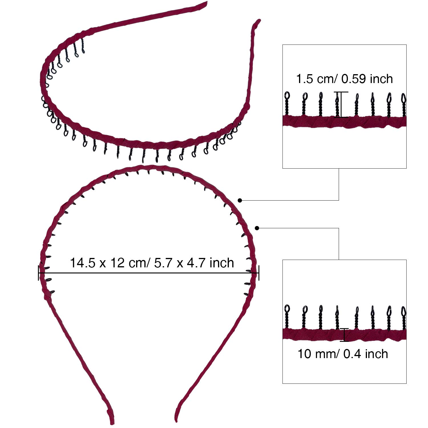 Zhanmai 10 Pieces Unisex Metal Hairband Teeth Comb Hair Hoop Headband Hair Accessories