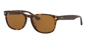 ray-ban rb2184f low bridge fit square sunglasses, tortoise/b-15 brown, 57 mm