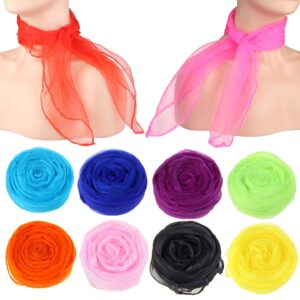 ietang 10 pieces 1950's retro classic chiffon scarves hemmed square sheer neck scarf juggling dance scarf set (set a-10pc)