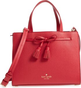 kate spade new york hayes street isobel sam pebble leather satchel bag, rosso red