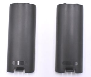 art&beauty 2 pack of replacement battery back door cover shell for nintendo wii remote controller (black)