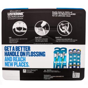 Listerine Ultra-Clean Access Flosser with Two Handles and 100 Disposable Snap Head, Clean Hard to reach Places