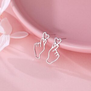 SLUYNZ 925 Sterling Silver Heart Studs Earrings for Women Teen Girls Unique Sweet Love Heart Post Studs Earrings (A-Silver)