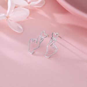 SLUYNZ 925 Sterling Silver Heart Studs Earrings for Women Teen Girls Unique Sweet Love Heart Post Studs Earrings (A-Silver)