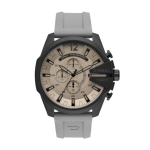 diesel mega chief stainless steel and silicone chronograph men's watch, color: black, gray (model: dz4496)