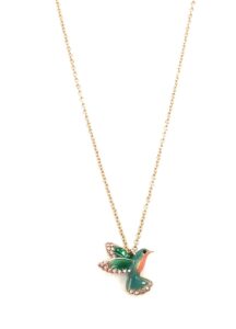 kate spade womens new york hummingbird mini pendant necklace, 17in + 3in extender