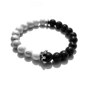 SIVITE Crown Lava Rock Howlite Beads Bracelet Essential Oil Diffuser Friends Couples Distance Bracelets