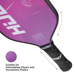 HUDEF Pickleball Single Paddle, Lightweight Graphite Carbon Fiber Face Pickleball Paddle Racquet Rackets Elongated Pickleball Paddles,Honeycomb Core,Cushion Comfort Grip USAPA Approved