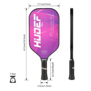 HUDEF Pickleball Single Paddle, Lightweight Graphite Carbon Fiber Face Pickleball Paddle Racquet Rackets Elongated Pickleball Paddles,Honeycomb Core,Cushion Comfort Grip USAPA Approved