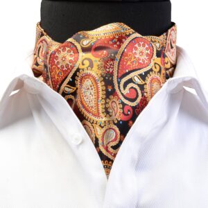 GUSLESON Men's Cravat Self Tie Paisley Jacquard Woven Floral Luxury Ascot (0602-01)