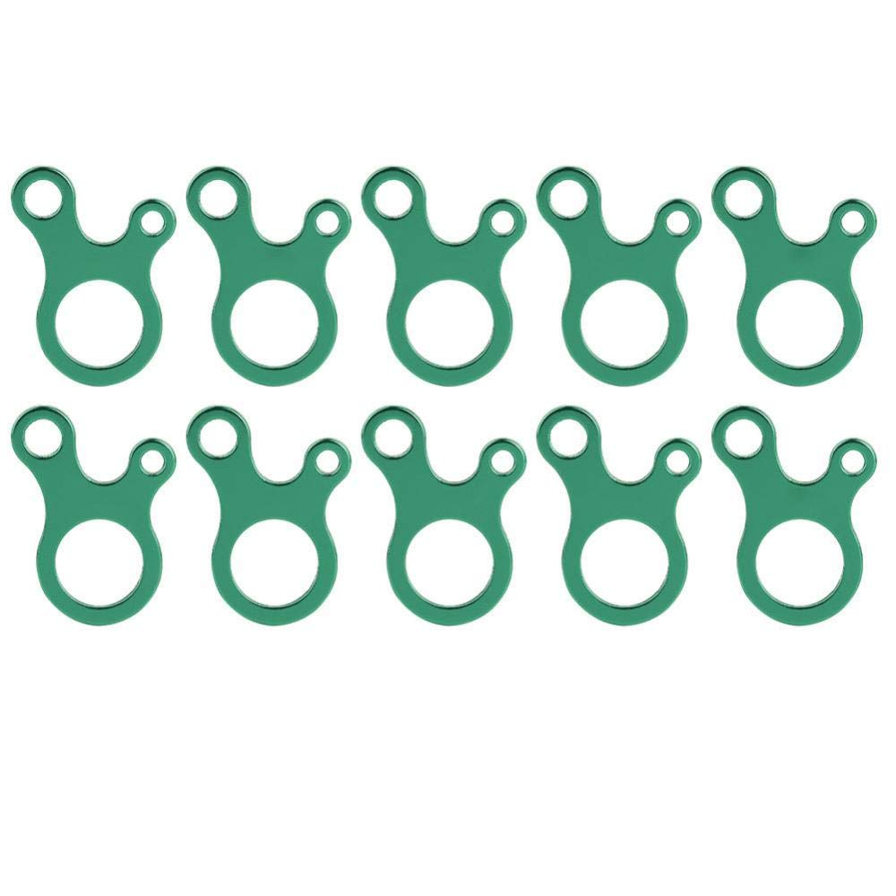 20pcs Tent Guy Lines Tensioners Ultralight Aluminium Alloy Rope Guylines Adjuster 3Hole Quick Knot Tent Cord Runner Fastener Wind Rope Buckle for Camping Hiking Backpacking Outdoor Activity (Green)