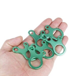 20pcs Tent Guy Lines Tensioners Ultralight Aluminium Alloy Rope Guylines Adjuster 3Hole Quick Knot Tent Cord Runner Fastener Wind Rope Buckle for Camping Hiking Backpacking Outdoor Activity (Green)